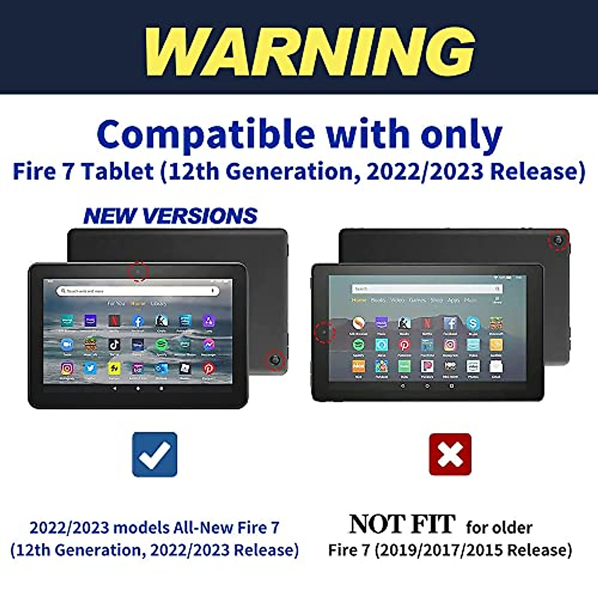 RYUITHDJP Tablet Case 7 Inch for Kindle Fire 7 2022/2023 12th Gen 360 Degree Rotating Swivel Stand, RYUITHDJP for Amazon Kindle Fire 7 Tablet Case Multi Angle Stand Cover-Horse