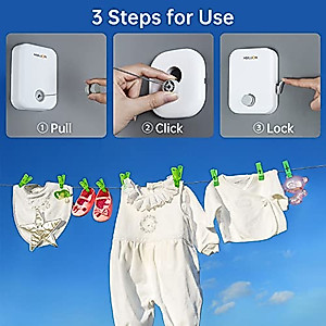 Mbillion Retractable Clothesline Indoor Outdoor,Heavy Duty Clothes Drying Laundry Line Retracting Hanging Clothes Line with Lock to Prevent Sagging White