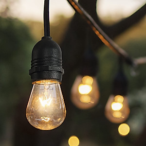 JONATHAN Y JYL8702A Indoor Outdoor Rustic Industrial LED S14 Edison Buld String Lights Garden Patio Backyard Porch Balcony, 48 ft. 15-Light, Black