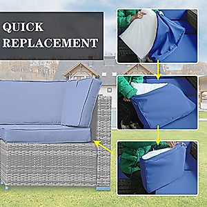 FKSLIFE Patio Cushion Covers Replacement,Outdoor Patio Cushion Covers Replacement Waterproof (25×25×3.15 inches, Blue)