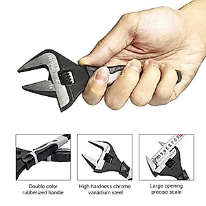 DELIXI Adjustable Wrench 6 inch, Small Wrench, Thin Stubby Spanner, 1.3 inch Wide Opening, Multi-function Pocket Wrenches for Repair, Decoration