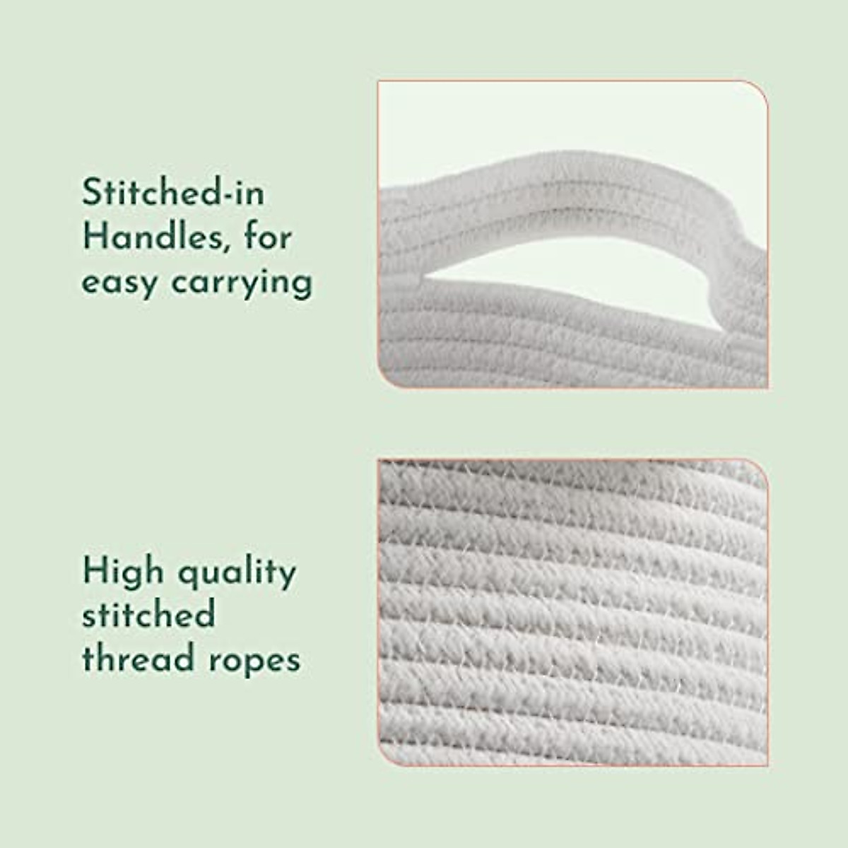 Decorative Jumbo Blanket Basket for Living Room - 100% Cotton Rope Woven Basket for Storage with 2 Easy Carry Handles, Holds up to 40Lb - Ideal for Pillows, Blankets, Laundry Hamper & Baby Toy Bin.