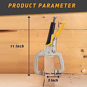 Metal Face Clamps for Woodworking - TOLESA 11 Inch Pocket Hole Jig Clamp Heavy Duty C Clamp Set Welding Clamps with Swivel Pad Adjustable Vise Grip Wood Clamp for Pocket Hole Joinery Cabinet Carpentry