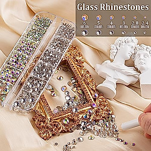 4320pcs Face Gems Eyes Jewels with Glue, Colorful Beads & Round Glass Crystal AB & Clear Rhinestones, White & Beige Pearls with Dotting Tools, Flatback Rhinestone Pearl Kits For Body Make-up, Nail Art