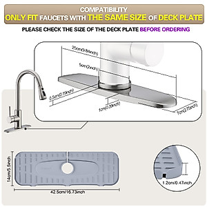 Silicone Faucet Mat, Kingmall Kitchen Faucet Mat Silicone Faucet Drip Catcher for Kitchen Faucet Drip Catcher Silicone Sink Mats, Tailor-Made for Faucets with 1cm(0.4 Inch) Deck Plate【Light Grey】
