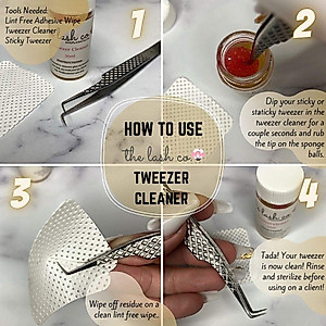 The Lash Co. Tweezer Cleaning Tool Solution/Liquid Adhesive Remover & 2 Spongeballs (1 bottle 30 ml)