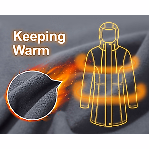 33,000ft Women's Softshell Long Jacket with Hood Fleece Lined Windproof Warm up Waterproof Windbreaker