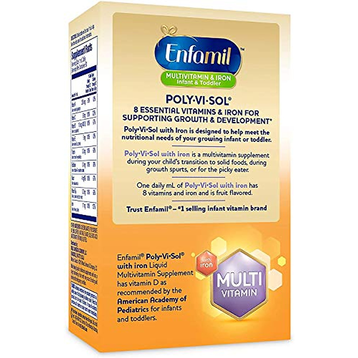 Enfamil Prenatals & Baby Vitamin Poly-Vi-Sol with Iron Multivitamin Supplement Drops for Infants and Toddlers, 50 mL dropper bottle, (Pack of 2)