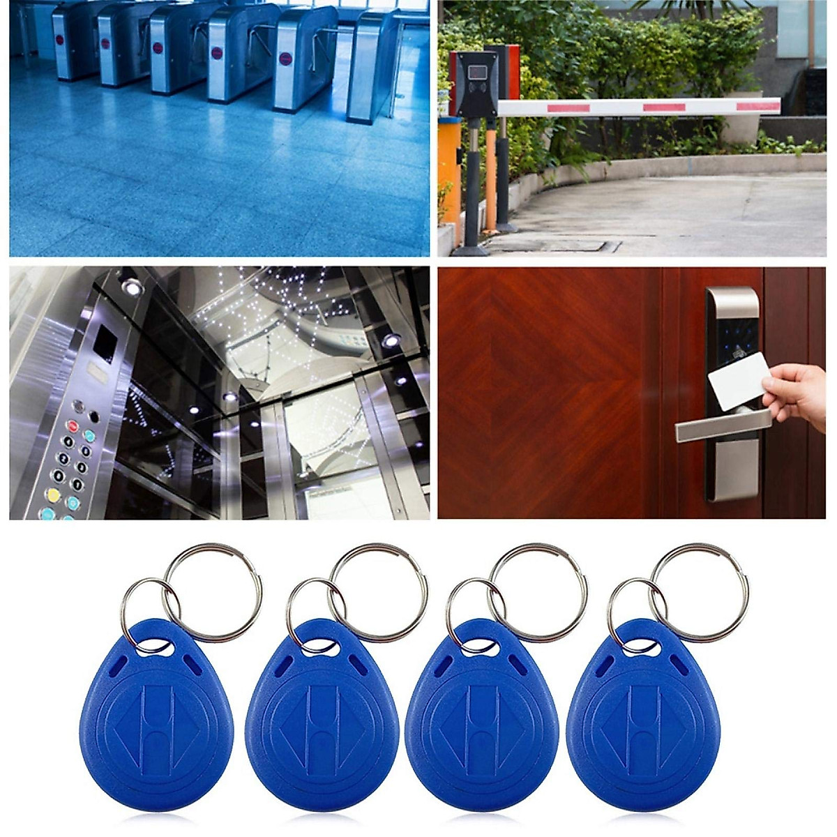 100 Pcs 125KHz RFID Key Fob Proximity ID IC Card Token Tag Keypad Card Keychains RFID Proximity Card Key for Access Control(ID)