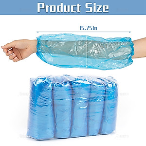 AUEAR, 100 Pack Disposable Arm Sleeves Covers Protectors Waterproof Over Sleeves with Elastic End for Arm Protection (Blue)