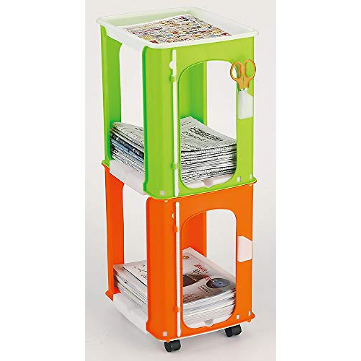 Newspaper Rack Karafurushinbun Easy +1 (Plus One) (with Casters), Orange