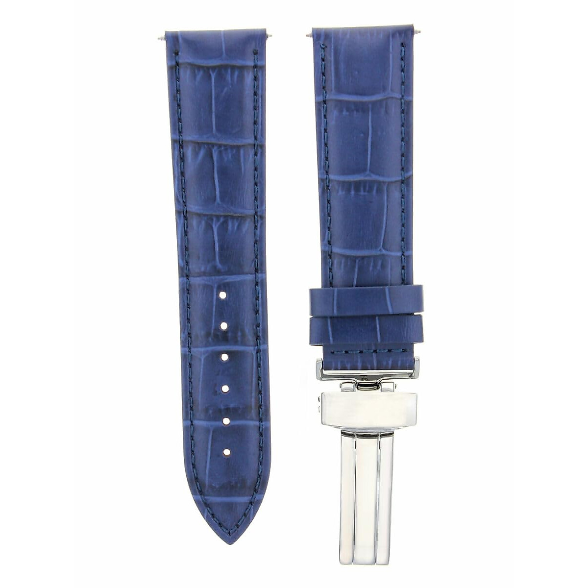 Ewatchparts 22MM LEATHER WATCH STRAP BAND COMPATIBLE WITH IWC PILOT PORTUGUESE + DEPLOYMENT CLASP BLUE
