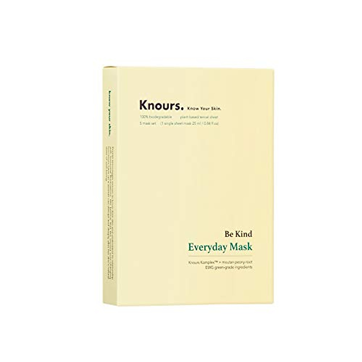 Knours Be Kind Everyday Mask (5ct) | 99% Natural Ingredients Hydrating + Soothing + Revitalizing + Relaxing Effect Facial Nourishing Sheet Mask (EWG Verified Clean Beauty)