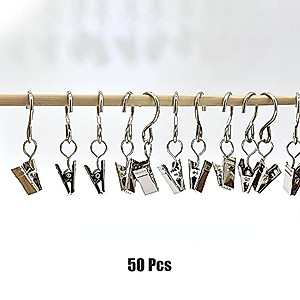 Renashed 50 Pack Curtain Clip String Hanger Outdoor Indoor Photo Hook Stainless Steel Hook Silver (Silver)