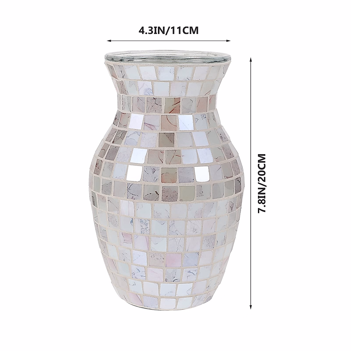 BESPORTBLE Mosaic Flower Vase Glass Piece Vases Plant Pots Decorative Floral Vase Dried Flowers Container Table Centerpieces for Home Office Decor