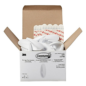 Command Large Designer Hooks, Holds up to 5 lb, 16 Wall Hooks with 24 Command Strips, Organize Damage-Free, No Tools Wall Hooks for Hanging Decorations in Living Spaces
