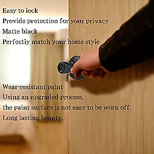MONKEMON 4 Pack Black Door Handle Wave Style Privacy Door Lever for Bedroom & Bathroom, Interior Door Handle with Lock Keyless, Reversible Handles Set for Left & Right Door