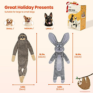 HGB Squeaky Dog Toys, No Stuffing Crinkle Dog Toys for Large Medium Small Dogs, Interactive Dog Toys to Keep Them Busy, Plush Dog Chew Toys for Boredom & Enrichment, Puppy Teething Toys, 2 Pack