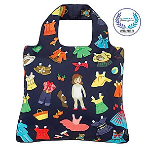 Envirosax Reusable Grocery Bags- Set of 3 Cute Retro-Designs, Foldable Quality Shopping Tote Bag, Eco-Friendly Polyester Washable For Travel, Shopping Multi use