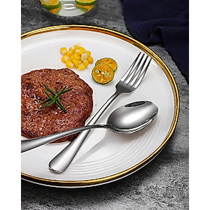 EUIRIO 48-Piece Silverware Set with Steak Knives, Heavy Duty Stainless Steel Flatware Set for 8, Food-Grade Tableware Cutlery Set, Utensil Sets for Home Restaurant, Mirror Finish, Dishwasher Safe