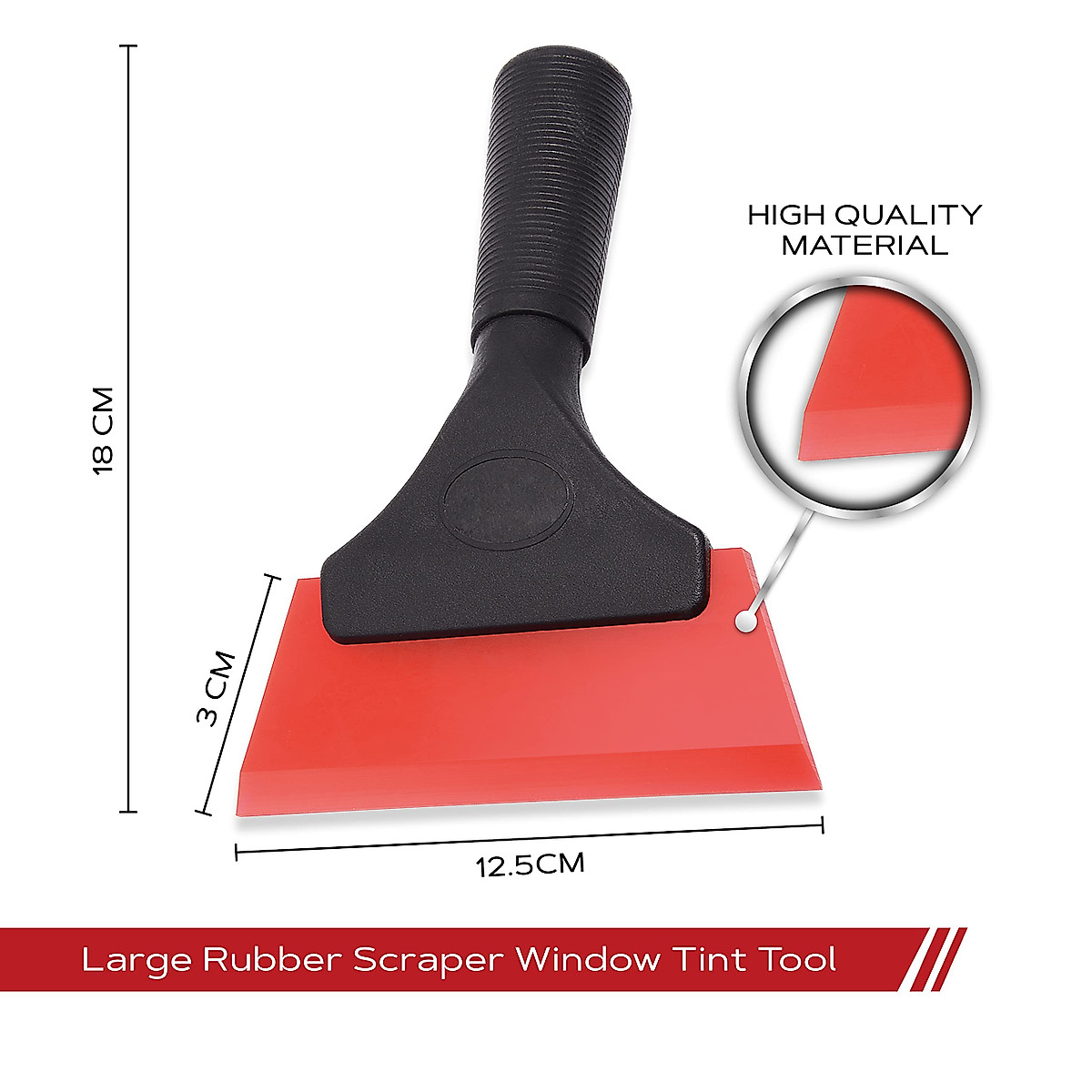 RimPro-Tec Squeegee for Window Cleaning - Car Squeegee for Drying - Mirror Cleaner Water Scraper Tool - Heavy Duty Silicone Red and Black Rubber Cleaning Squeegee - Window and Surface Cleaner Scraper