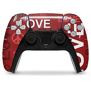 WraptorSkinz Skin Wrap compatible with Sony PS5 DualSense Controller Love and Peace Red (CONTROLLER NOT INCLUDED)