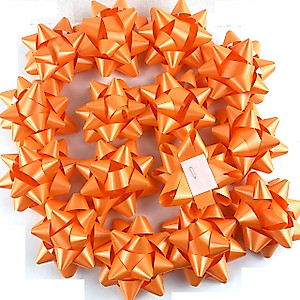 Worlds Orange Confetti Gift Bows Star Gift Bows for Christmas Gift Wrap Bows 3-3/4" Inch(15 Pack)