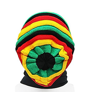 Unisex Jamaica Reggae Cap Rasta Slinky Beanie Multi-Colour Striped Slouchy Baggie Beanie Skullies Gorro Rasta Hat