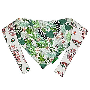 Dog Bandanas, 2 Pack Christmas & Florals Set Triangle Reversible Dog Pet Scarfs Cotton Adjustable Fit Triangle Bibs Accessories, Multiple Sizes Offered for Small Medium Large Dogs.