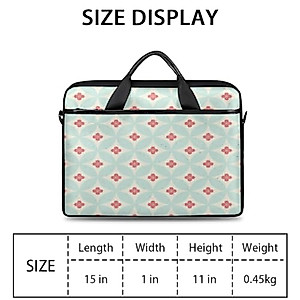 Round Flower Laptop Computer Bag Waterproof Shoulder Messenger Bag 13-15 inch Durable Laptop Tote Bag with Shoulder Strap Handle Lightweight Crossbody Briefcase
