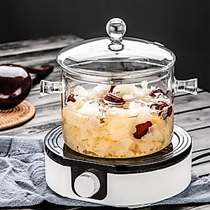 Vaguelly Glass Pots for Cooking: 1500ml Glass Saucepan with Cover Clear Glass Cooking Pot with Lid Cooking Stew Pot for Noodle Milk Soup, for Microwave and Stovetop