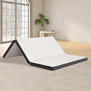 Folding Mattress, 4 Inch Portable Full Size Trifold Mattress, Foldable Memory Foam Mattress with Washable Cover for Camping, Guest, Yoga, Travel, Certipur-US Certified, Full
