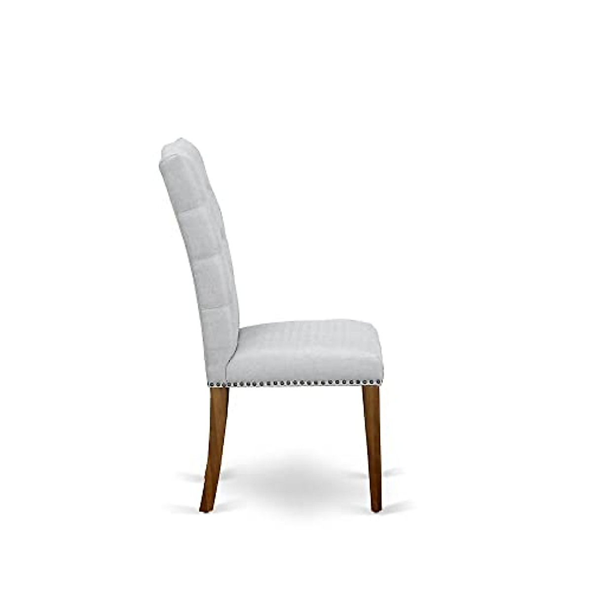 East West Furniture HBEL5-AWA-05 5 Piece Dining Set Includes a Round Dining Room Table with Pedestal and 4 Grey Linen Fabric Upholstered Chairs, 42x42 Inch, Walnut