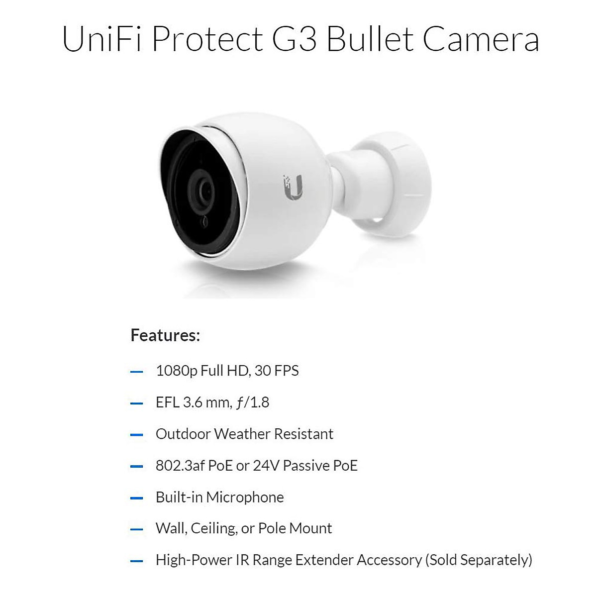 UniFi G4 Series UVC-G4-BULLET 4MP Outdoor Bullet Camera with Infrared (3-Pack)