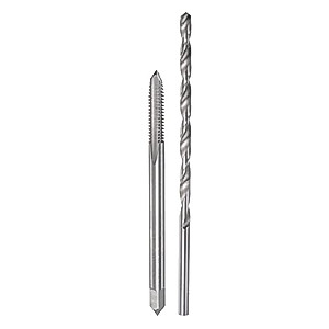 uxcell Tap & Bit Sets, 1/4-20 UNC H2 Straight Flute Machine Thread Milling Tap Extra Long, 5mm High Speed Steel (HSS) Twist Drill Bit