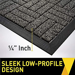 GRIP MASTER Durable Tough Natural Rubber Doormats, 29x17 Size, Waterproof Boots Scraper Mats, Commercial Heavy Duty Indoor Outdoor Door Mat for Winter Snow, Low-Profile Easy Clean, Gray Quatrefoil