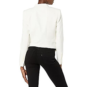 BCBGMAXAZRIA Women's Blazer with Front Button Closure and Long Sleeves, Off White, Small