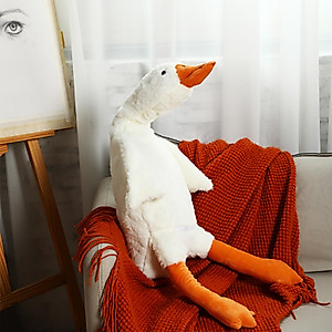 HyDren 19.7 Inch Christmas Goose Stuffed Animal Giant Cute White Duck Stuffed Animals Huge Soft Hugging Plush Duck Goose Big Sleeping Animal Body Pillow Toy