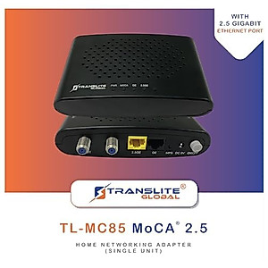 Translite Global MoCA 2.5 with 2 Ethernet Ports - Ethernet Over Coaxial Adapter | 1 x 2.5 Gbps Ethernet Port + 1 x 1 Gbps Ethernet Port | Model: TL-MC85