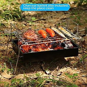 Camping Grill, Grills for Camping Folding & Lightweight Steel Mesh Barbecue Grill Tool, Portable Camping Grill for Outdoor Camping, Cooking, Hiking, Tailgating, Backpacking & Party