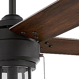 Hampton Bay Cedar Lake 44 in. Indoor/Outdoor LED Matte Black Damp Rated Downrod Ceiling Fan with Light Kit and 4 Reversible Blades (52109)