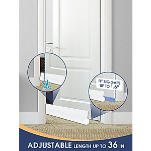 Door Draft Stopper, Draft Stopper for Bottom of Door 36inch, Adjustable Door Soundproofing Sweep Noise Blocker for Interior Exterior Doors
