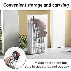 BS-MALL Makeup Brush Set 11Pcs Bamboo Synthetic Kabuki Brush Set Foundation Powder Blending Concealer Eye shadows Blush Cosmetics Brushes with Organizer Bag & Makeup Sponge (White)