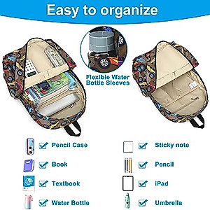 LEDAOU Kids School Backpack with Lunch Box for Boy Kindergarten BookBag School Bag Preschool Kindergarten Toddler Backpack (Off-road Vehicle Brown)