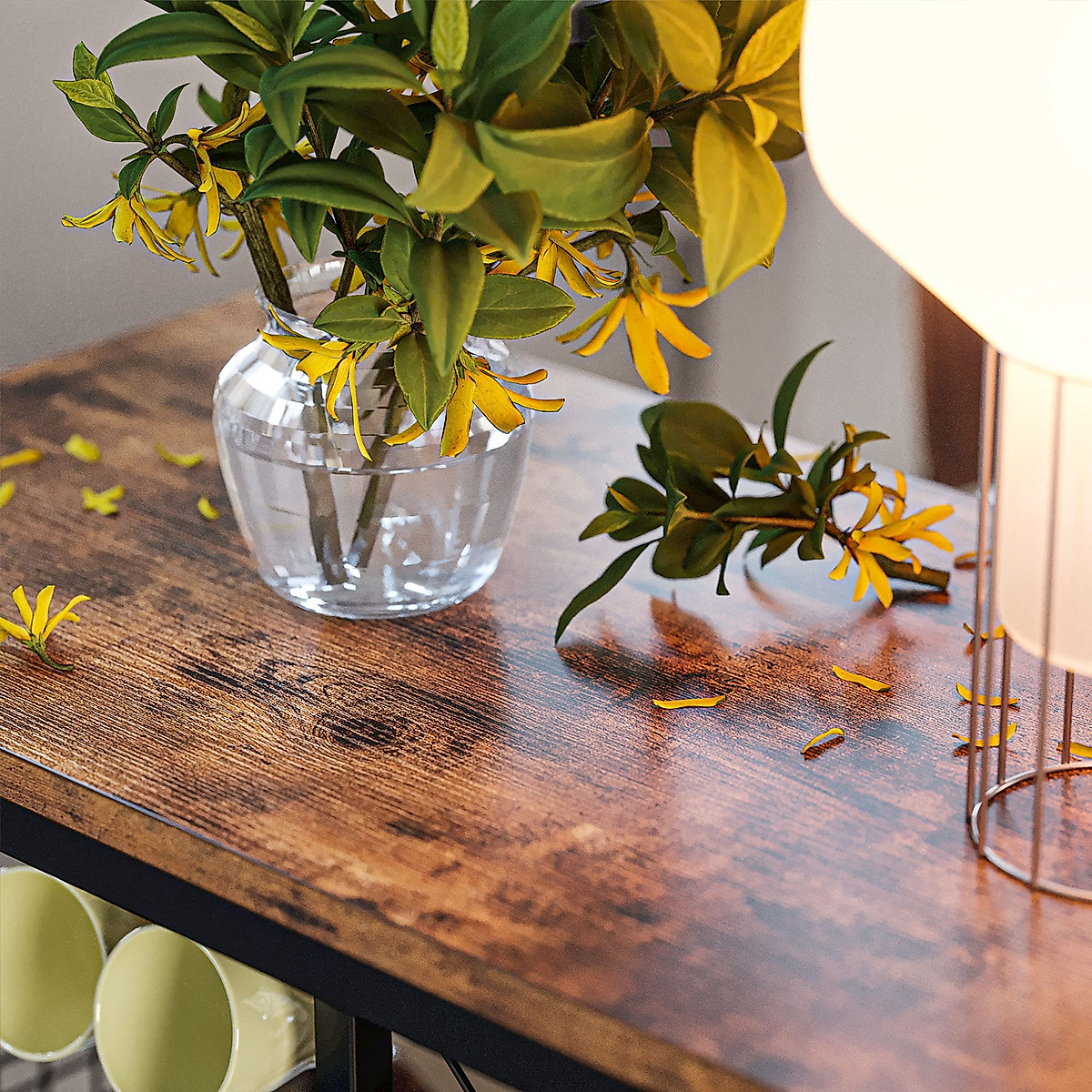 IRONCK Bar Cart, Serving Cart with Wine Rack Glasses Holder Kitchen Cart on Wheels Wood and Metal Frame, Vintage Brown