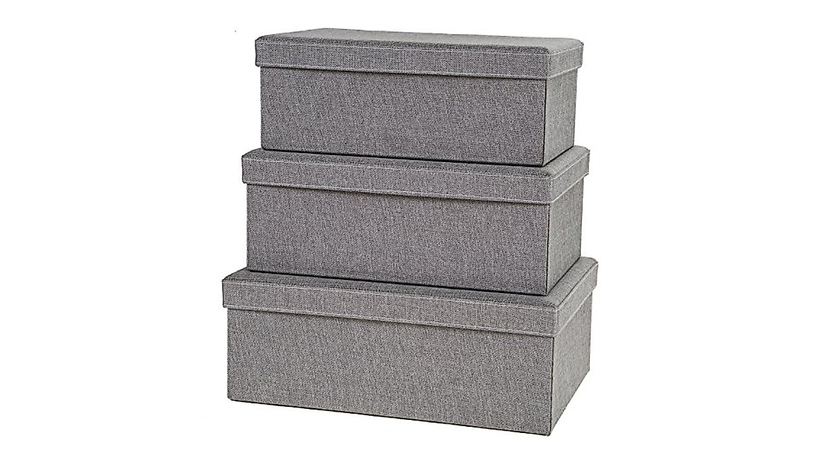 Stylish Decorative Storage Boxes Set of 3 - Grey