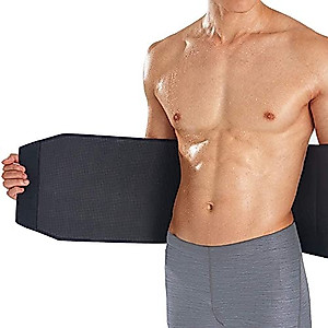 Bracoo Premium Waist Trimmer Wrap (Broad Coverage), Sweat Sauna Slim Belly Belt for Men and Women - Abdominal Waist Trainer, weight less, Increased Core Stability, Metabolic Rate, SE22, Black (L/XL)