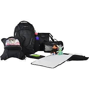 Obersee Oslo Diaper Bag Backpack with Detachable Cooler, Black/Green