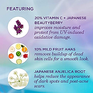 TATCHA Violet-C Brightening Serum | 20% Vitamin C + 10% AHAs | Pure Ingredients to Help Soften & Smooth for More Radiant, Even-Toned Skin | 1 oz