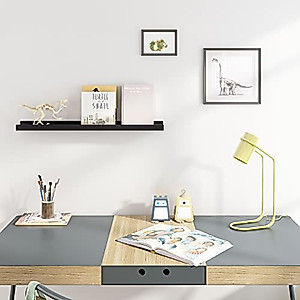 Ballucci Floating Wall Shelf, 35" Wall Mounted Long Picture Ledge Wood Shelf for Nursery, Living Room, Bedroom, Kitchen - Black